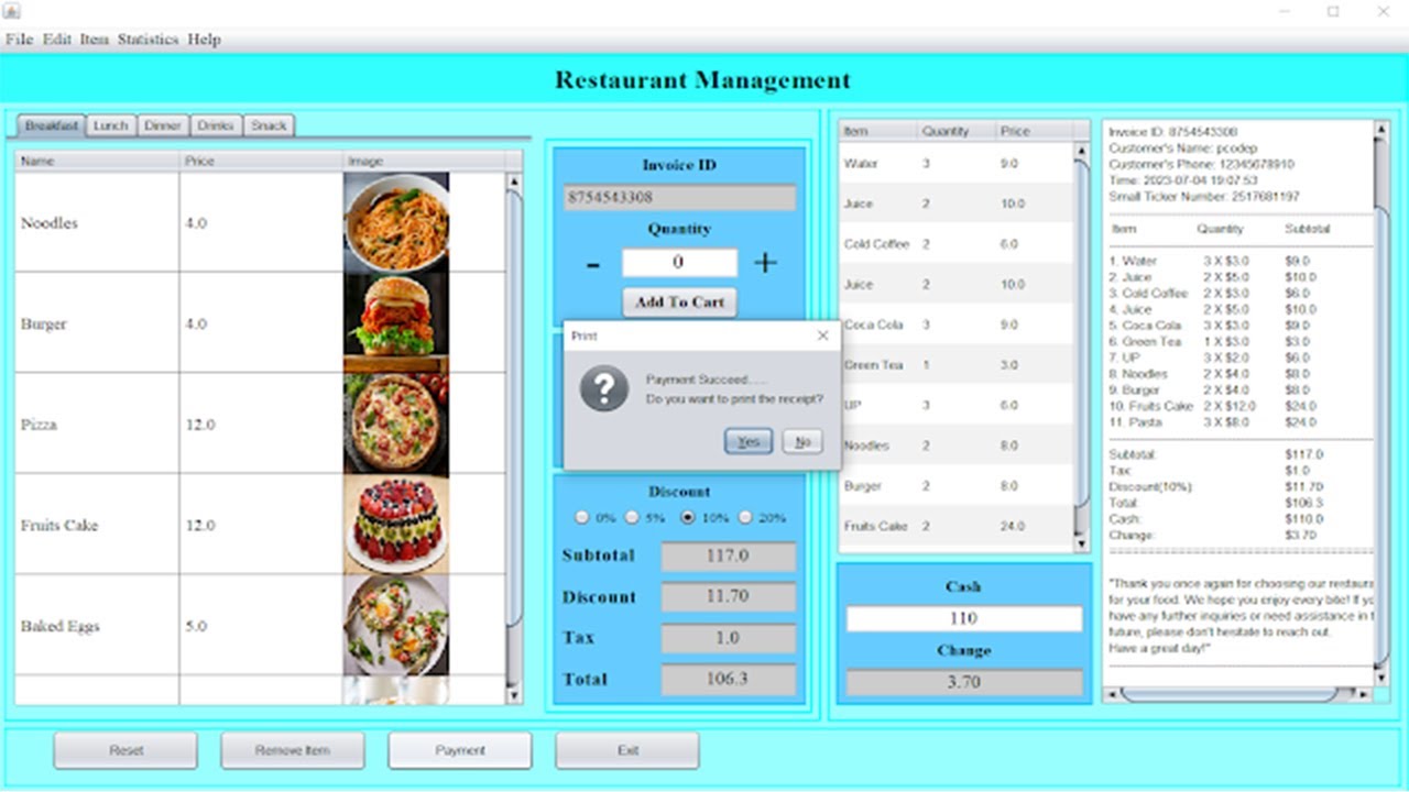 Restaurant Management System In Java Netbeans Mysql Youtube