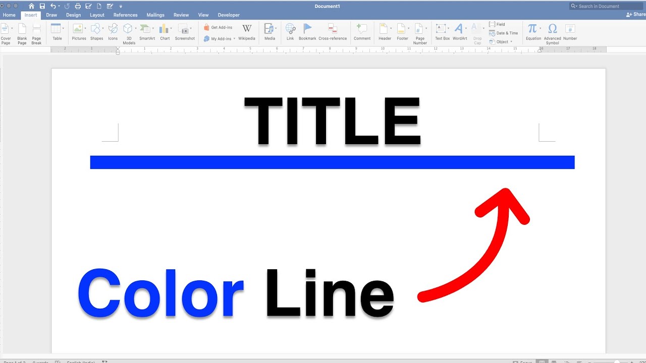 How To Change Title Line Color In Word Youtube