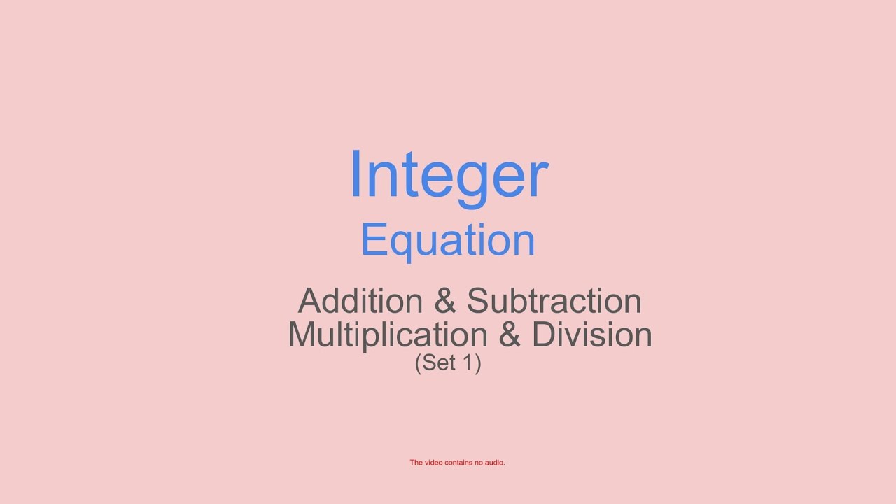 Math Integer Set 1 Youtube