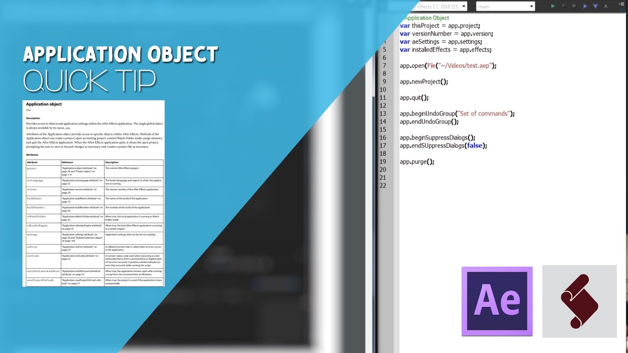 After Effects Scripting Tutorial Application Object Youtube