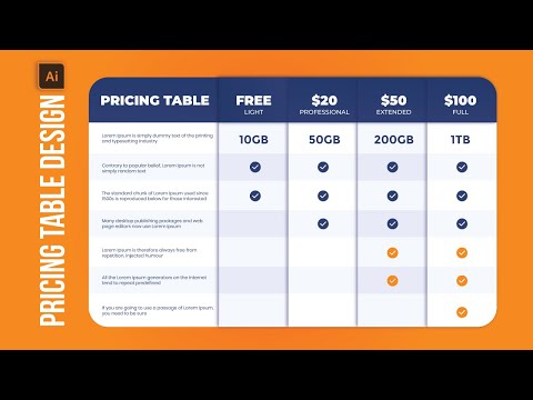 Pricing Table Unique Template Design Graphic Design Wali