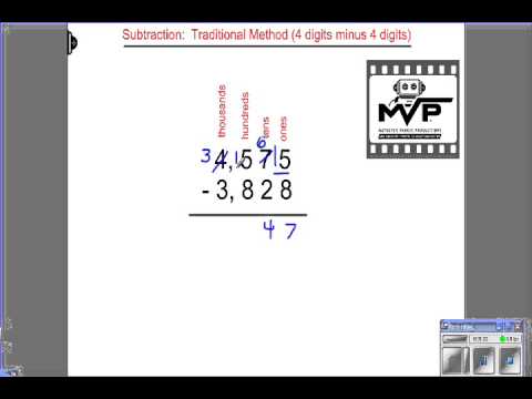 Subtraction Tutorial Traditional Method Standard Algorithm 4 Digits