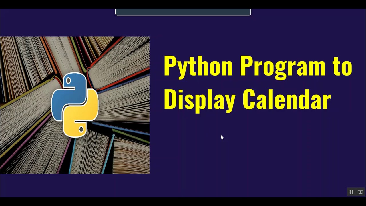 Python Program To Display Calendar Youtube