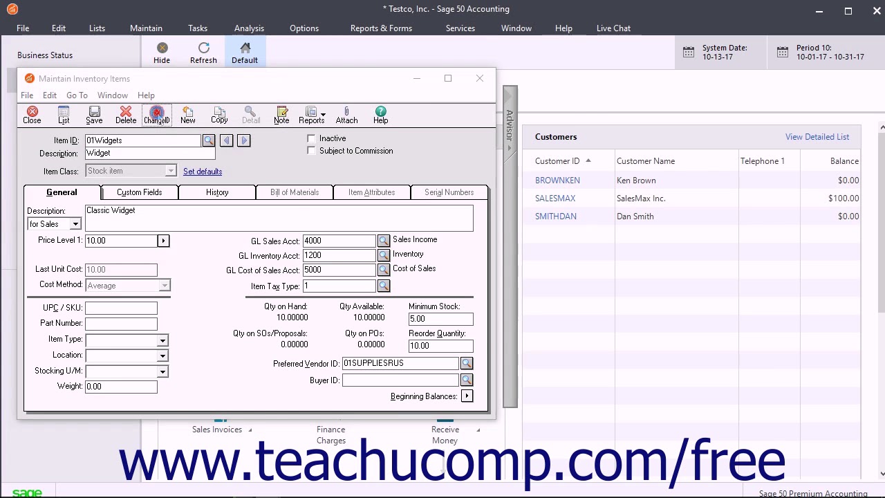 Sage 50 2018 Tutorial Changing A Record Id Sage Training Youtube