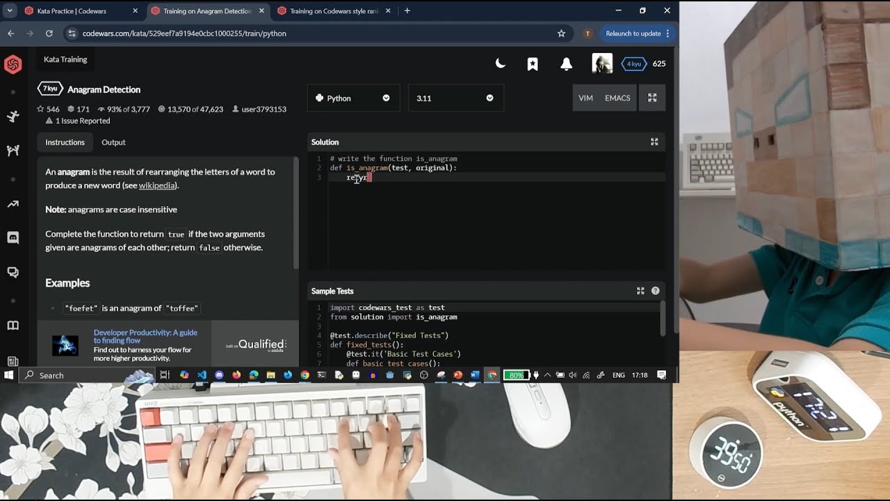 Codewars Python Hhkb Keyboard 40 Min Real Time No Talking Ep