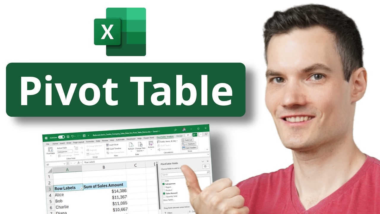 Pivot Table Excel Step By Step Tutorial Youtube