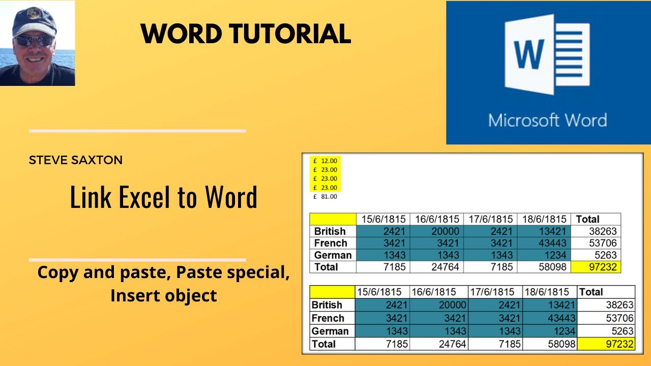 Link Excel To Microsoft Word Link Excel To Word Youtube
