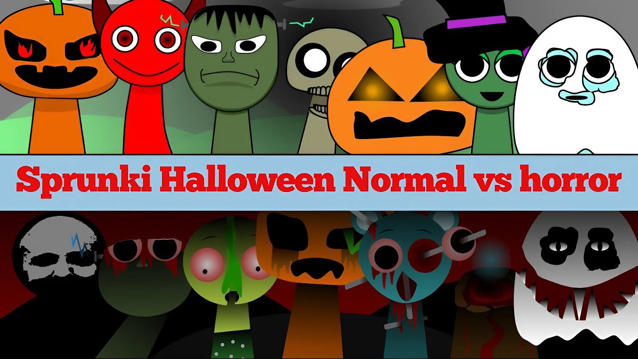 Sprunki Hallowen Normal Vs Horror Cartoon Animation Youtube
