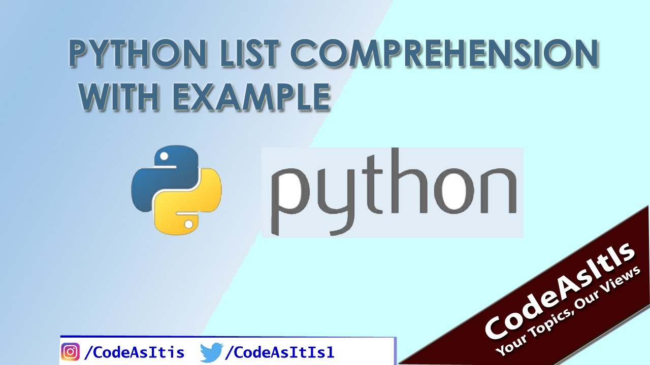 List Comprehension Python Tutorial Learn Python Programming Youtube