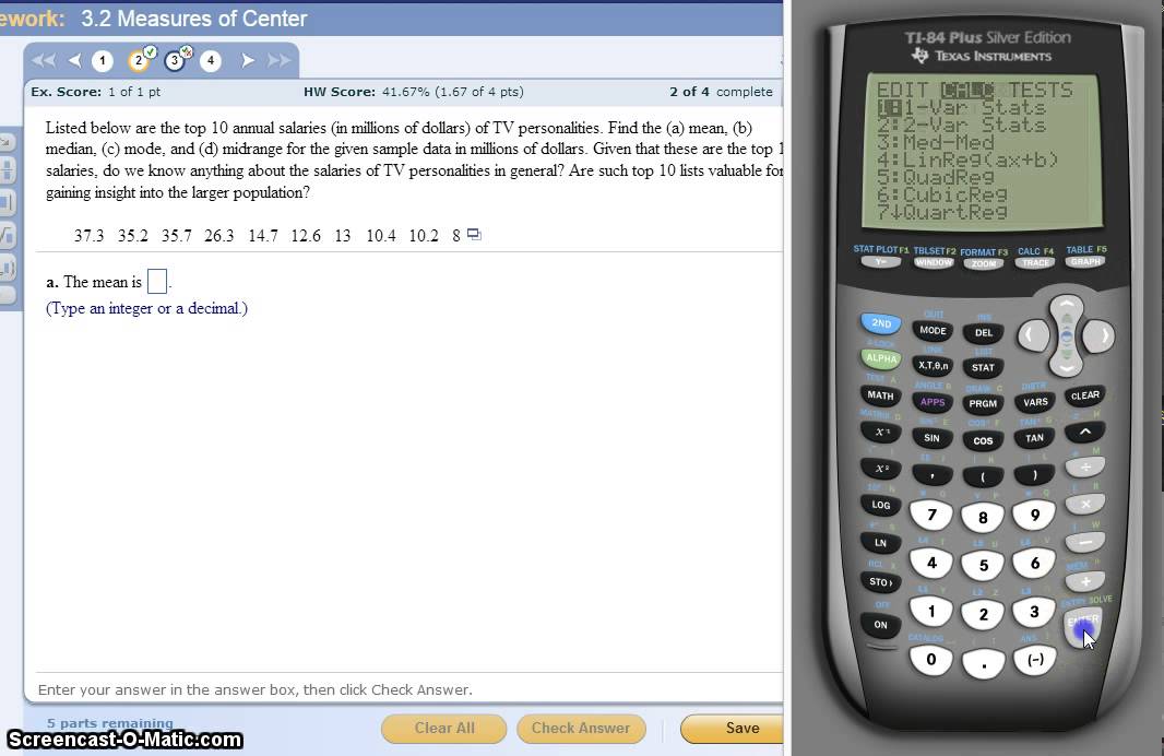 Ti 84 Calculating One Variable Statistics Youtube