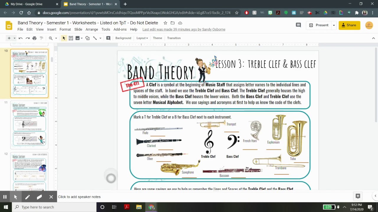 Band Theory Middle School Band Interactive Worksheets For Canvas