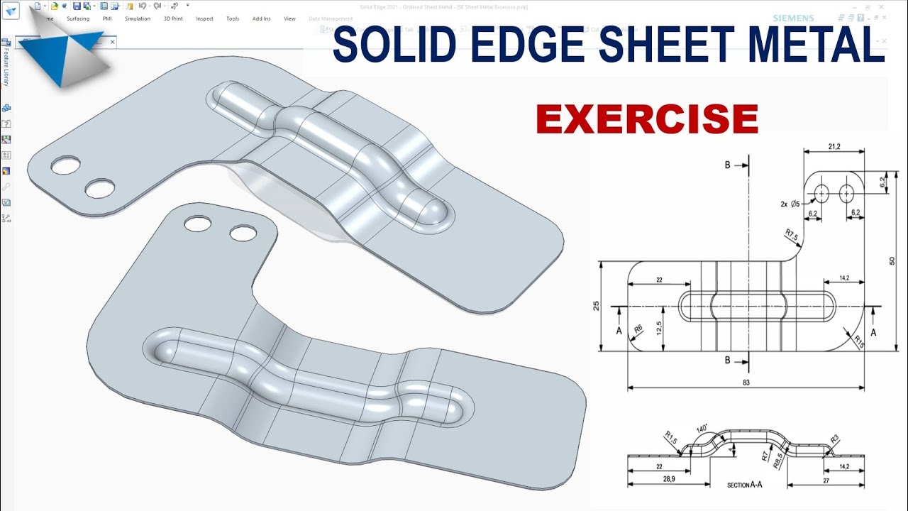 Solid Edge Tutorials 16 Sheet Metal Practice Excercise For Beginners