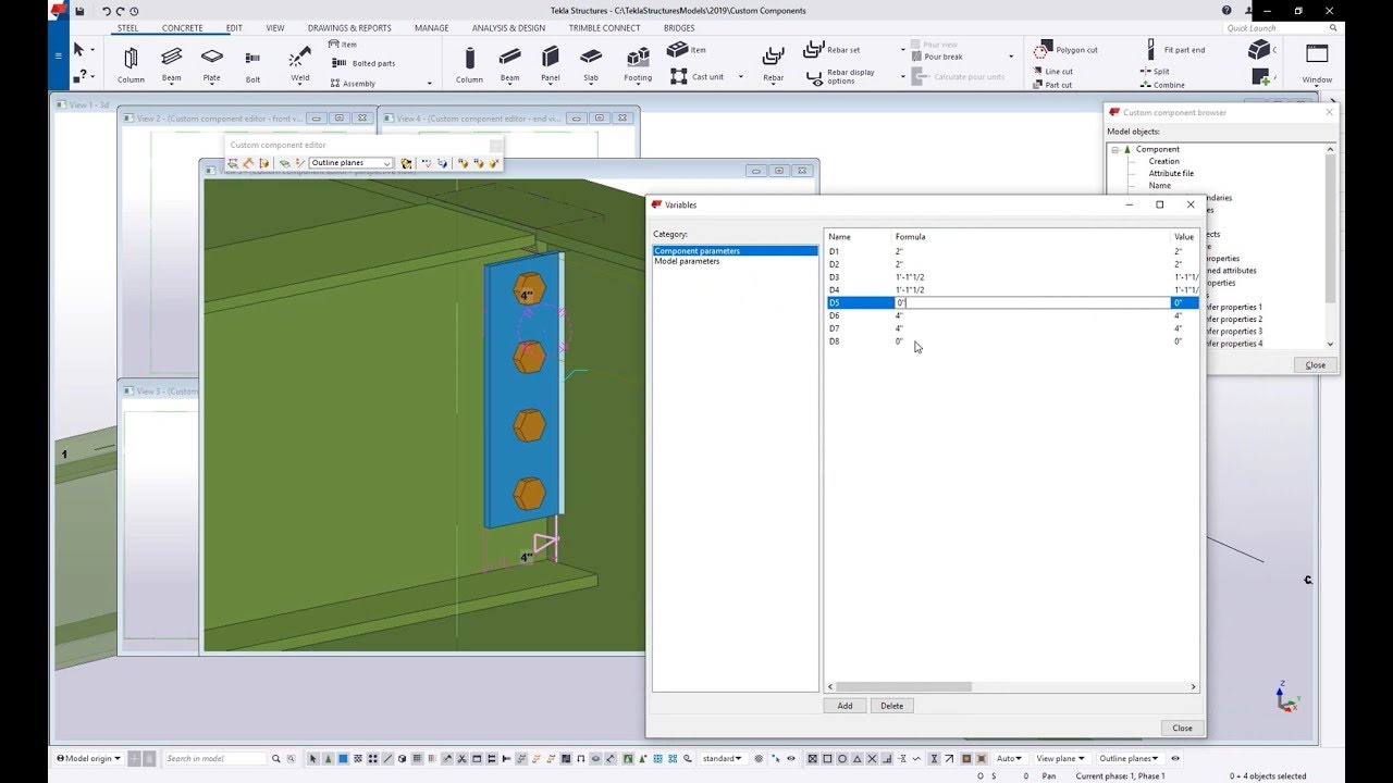 Custom Components Adding Bindings In Tekla Structures Youtube