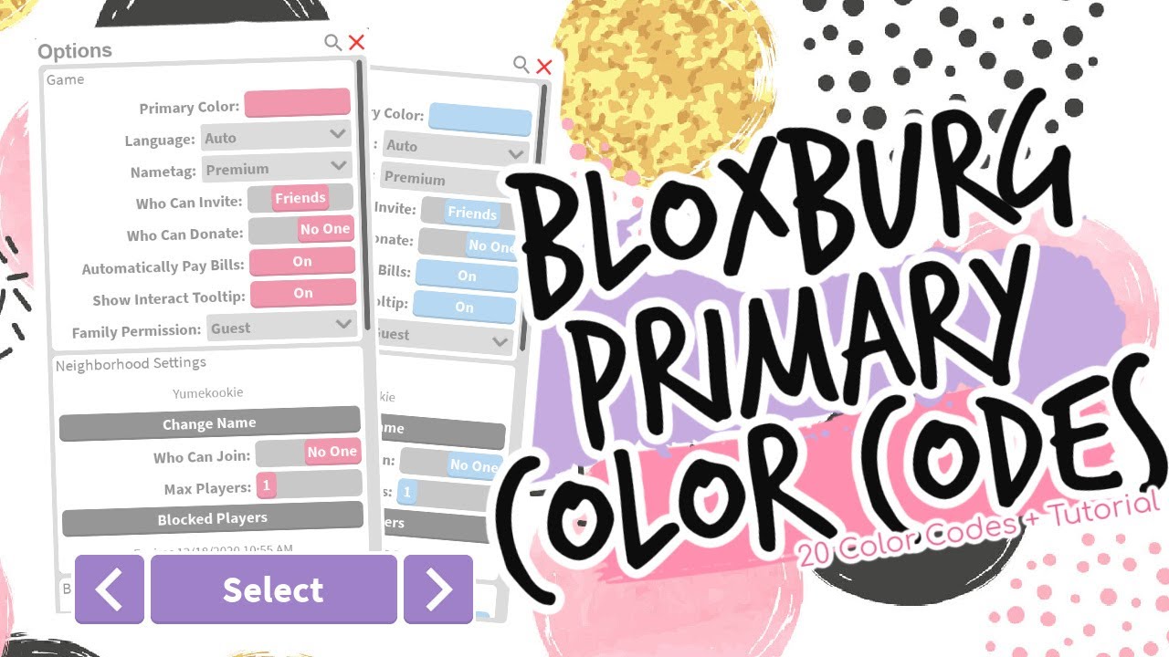 Roblox Bloxburg Primary Color Codes