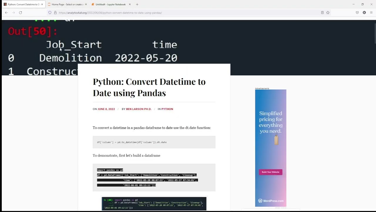 Python Convert Datetime To Date Using Pandas Youtube