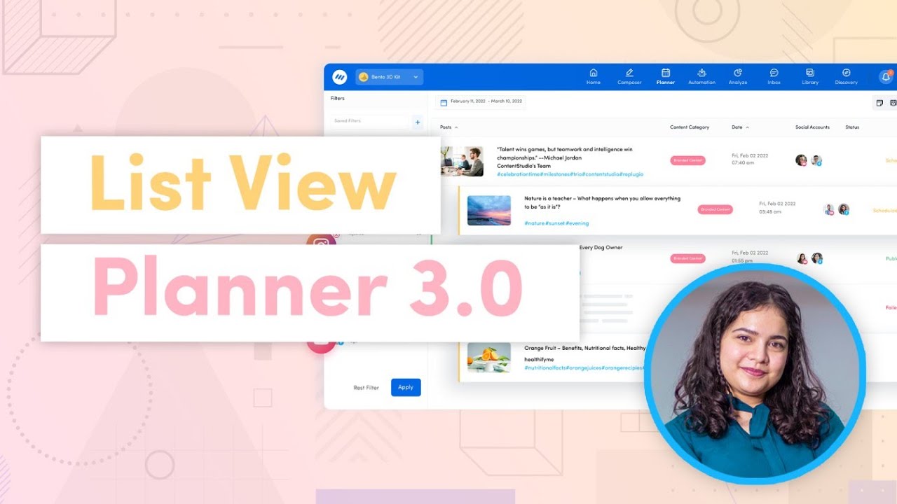 How To Use The Planner List View Contentstudio 3 0 Youtube