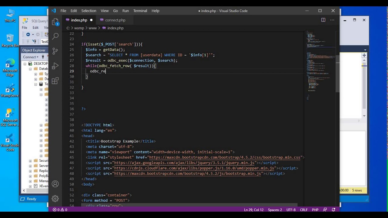 Php Sql Server Tutorial Search And Display Data From Ms Sql Server