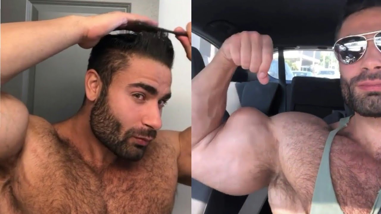 Mass Bodybuilder Hairy Muscle Daddy Pec Bounce Flexing And Workout