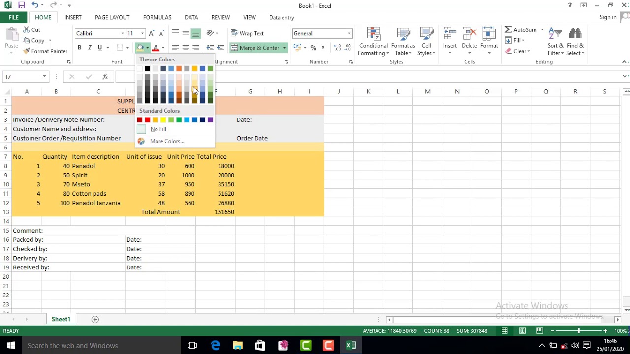 How To Create Delivery Note Using Microsoft Excel Youtube