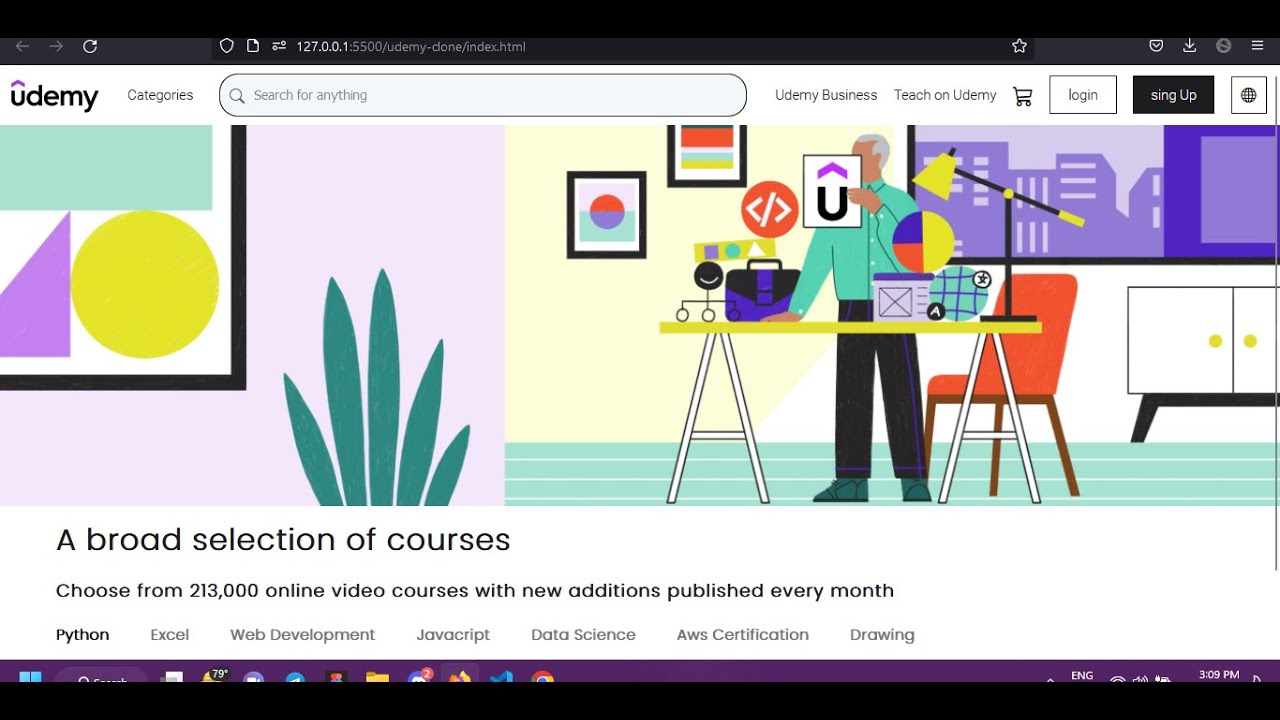 Project Using Html Css Udemy Clone Step By Step Explanation Youtube