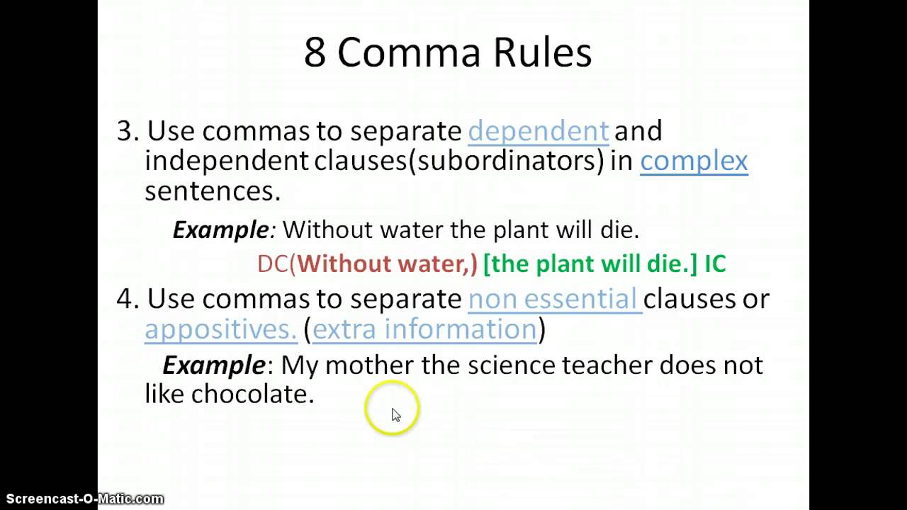 Basic Comma Rules