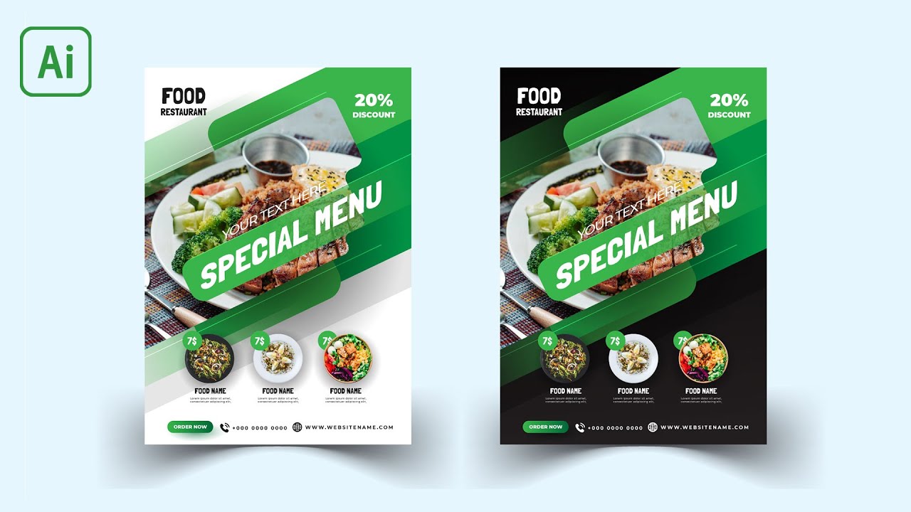 How To Make Food Flyer Food Restaurant Adobe Illustrator Tutorial