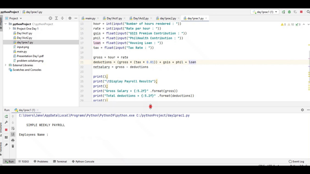 Simple Weekly Payroll In Python Youtube