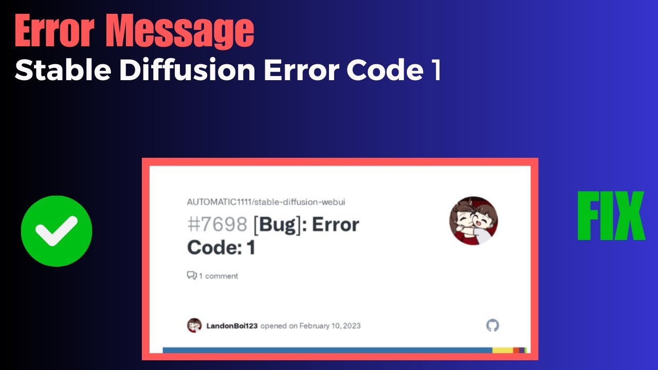 How To Fix Stable Diffusion Error Code 1 Youtube