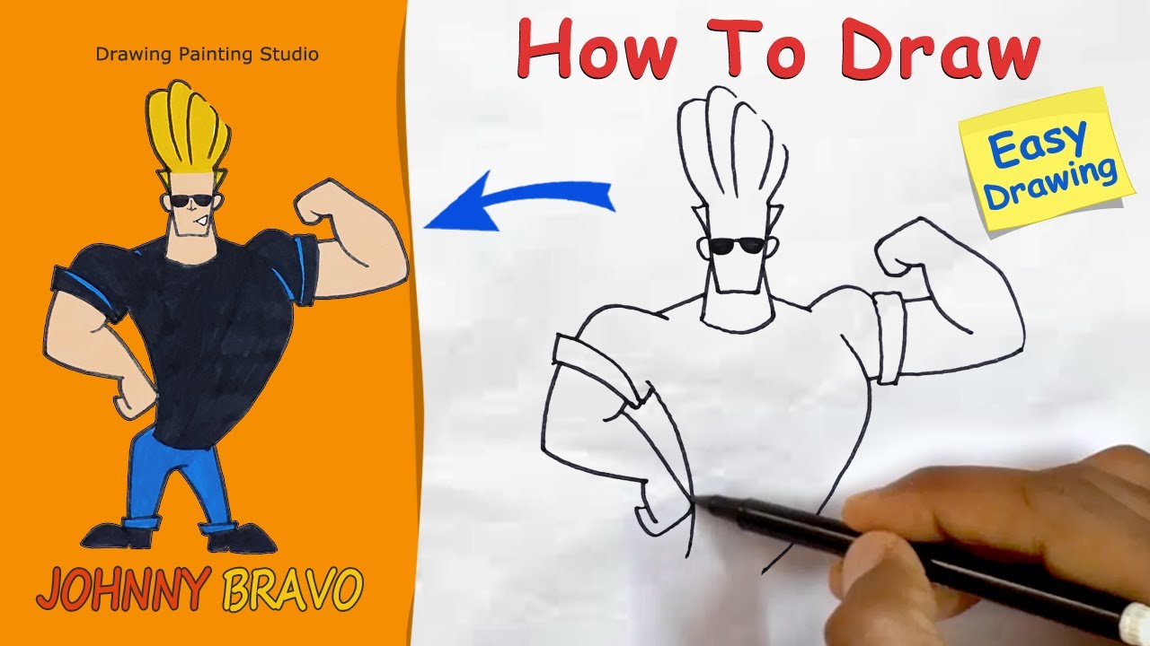 How To Draw Johnny Bravo Easy Step By Step With Color Youtube