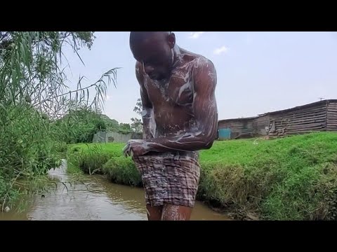 African Village Life Village Outdoor Bathing In The River