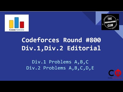 Codeforces Round 800 Div 2 Editorial Problems A B C D E Youtube