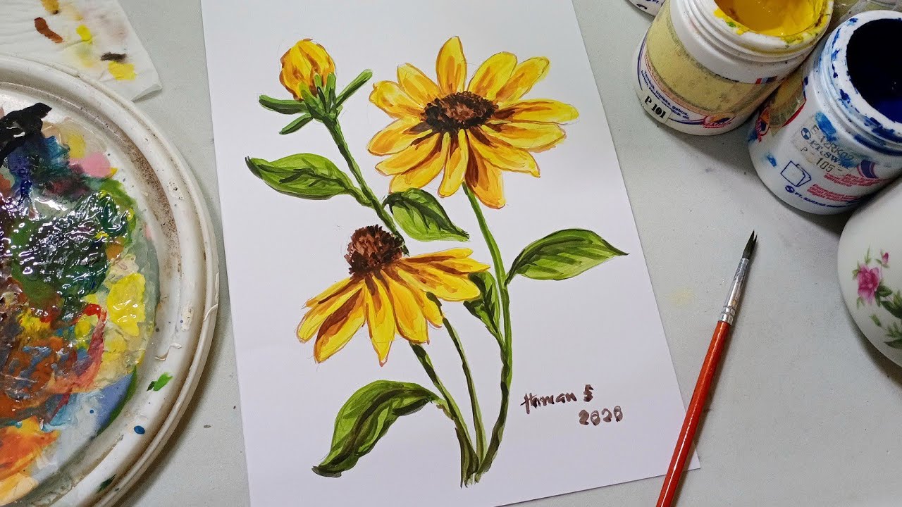 Cara Melukis Bunga Matahari