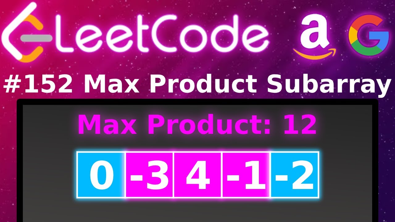 Animated Leetcode 152 Maximum Product Subarray Blind 75 Youtube