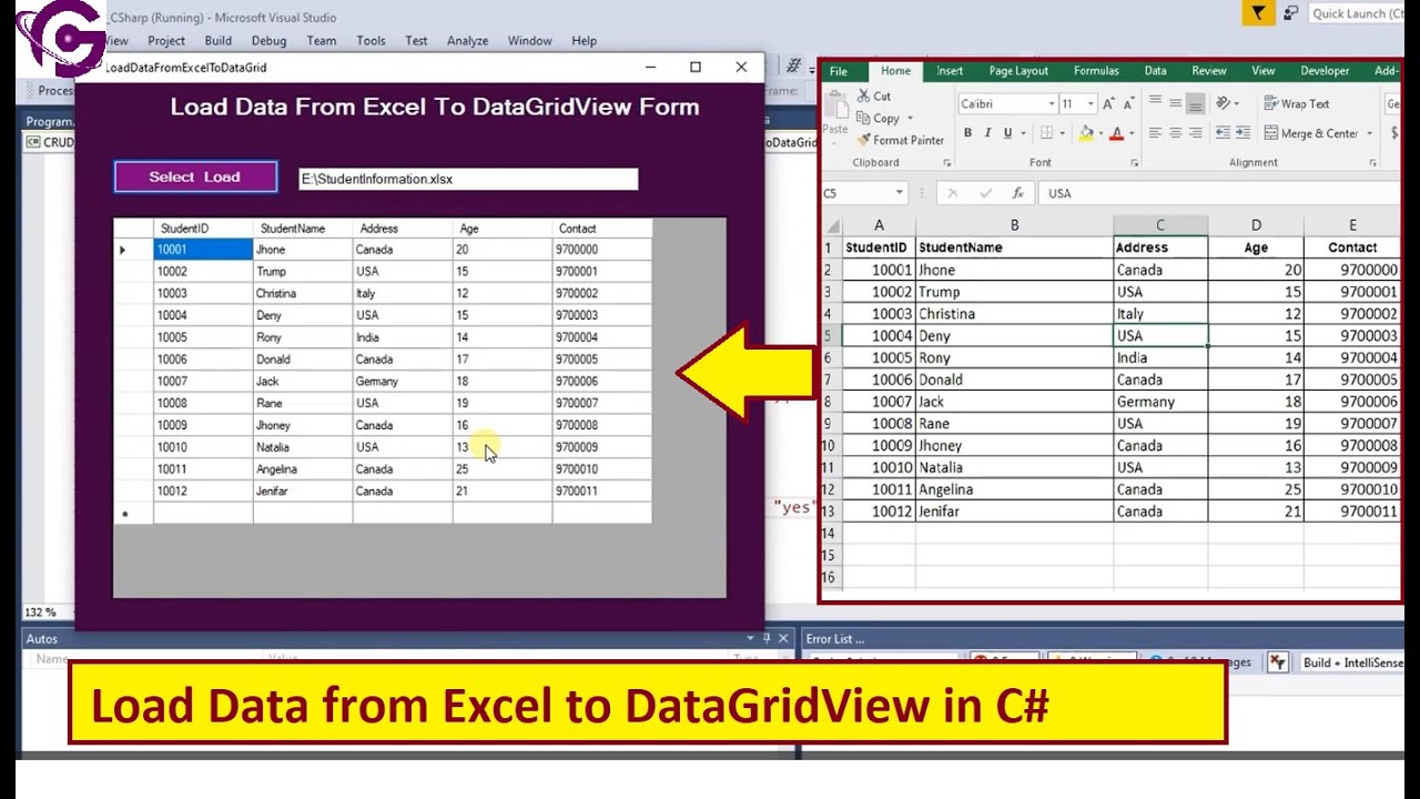 Load Data From Excel To Datagridview In C Windows Form Application