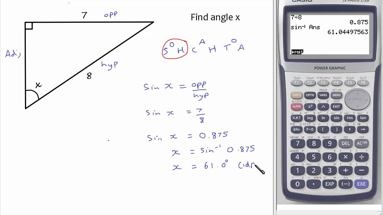 Trigonometry Finding Angles In Right Angled Triangles Youtube