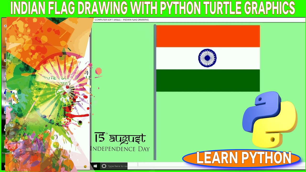 Indian Flag Drawing Using Python Turtle Graphics How To Draw India