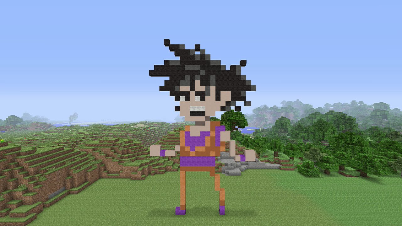 Minecraft Dragon Pixel Art Minecraft Pixel Art Goku From Dragon Ball