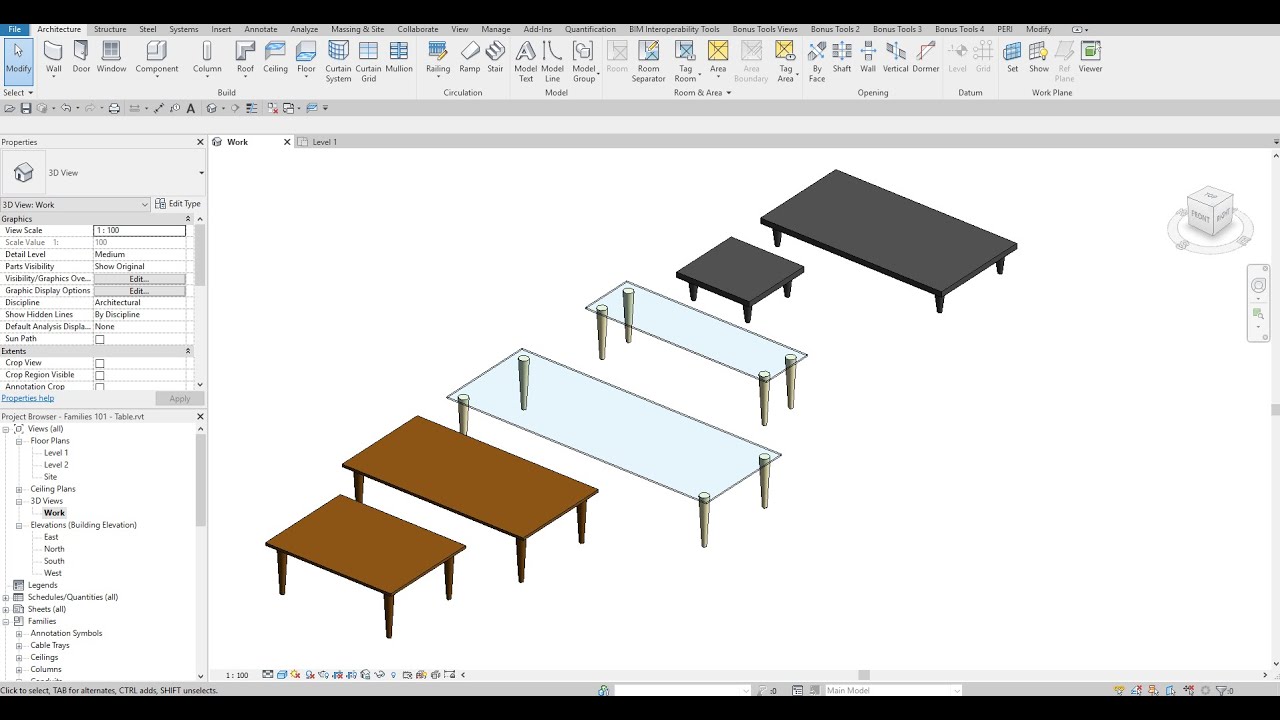 Revit Families 101 Parametric Table Skeleton Method Youtube