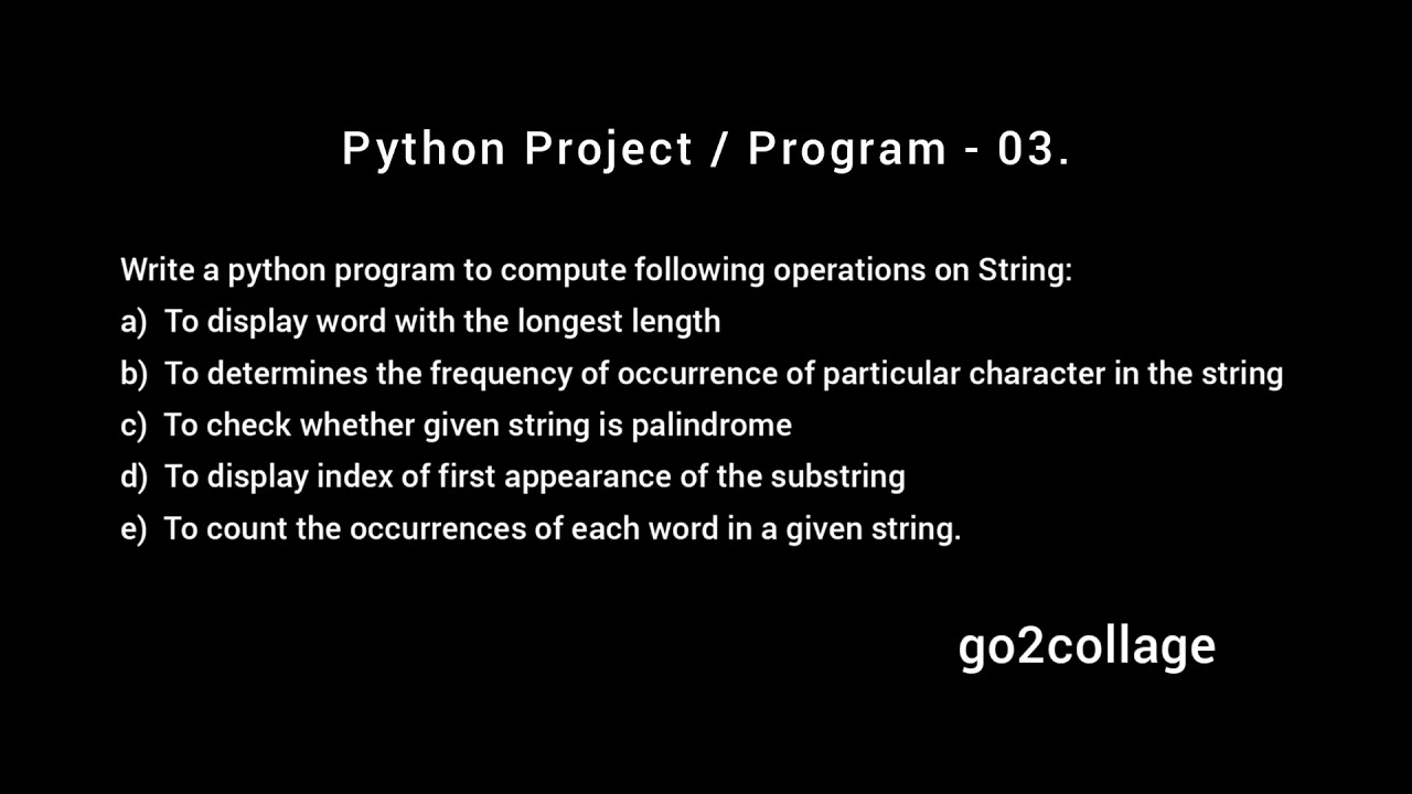 Ep 03 Language Python Program Project I Go2collage Youtube