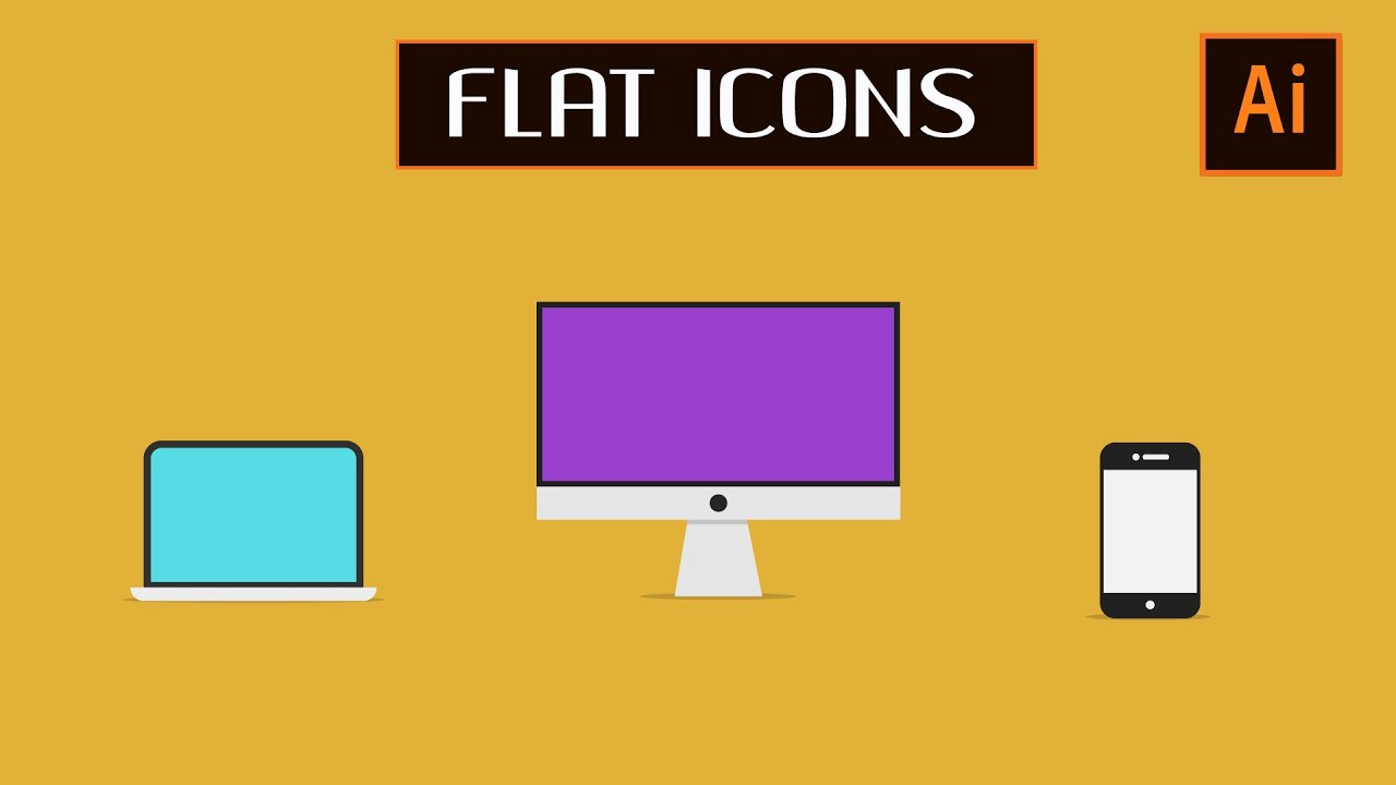 Create Simple Flat Icons Illustrator Tutorial Youtube