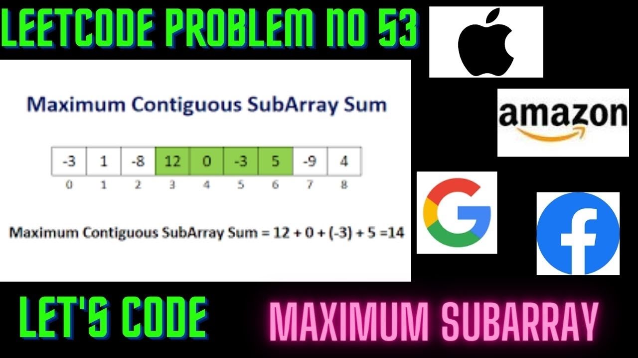 Maximum Subarray Leetcode No 53 Tamil Imp Ques Youtube