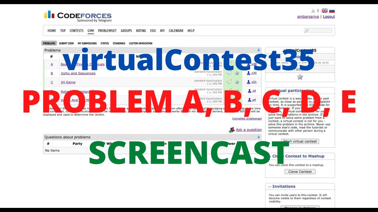 Virtualcontest35 Video Editorial Codeforces Youtube