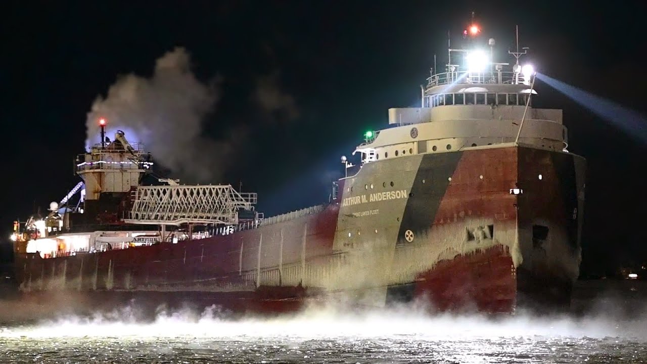 Arthur M Anderson Winter Layup Arrival In Extreme Cold Youtube