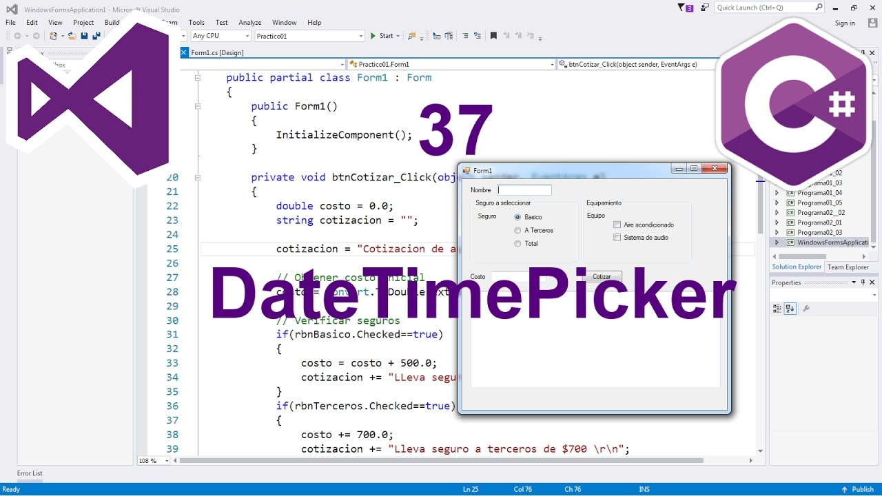 Programación Windows Forms C 37 Datetimepicker Youtube