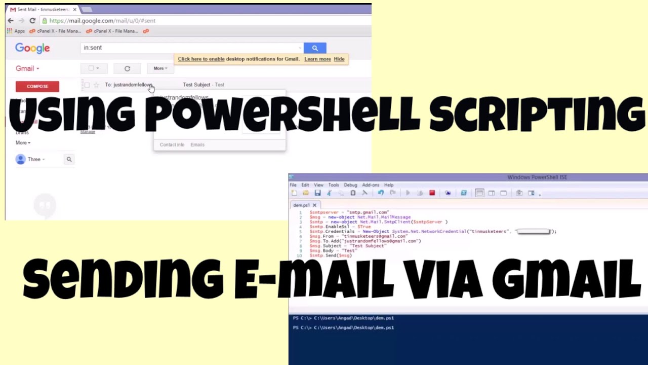 How To Send An E Mail Using Powershell Script Youtube