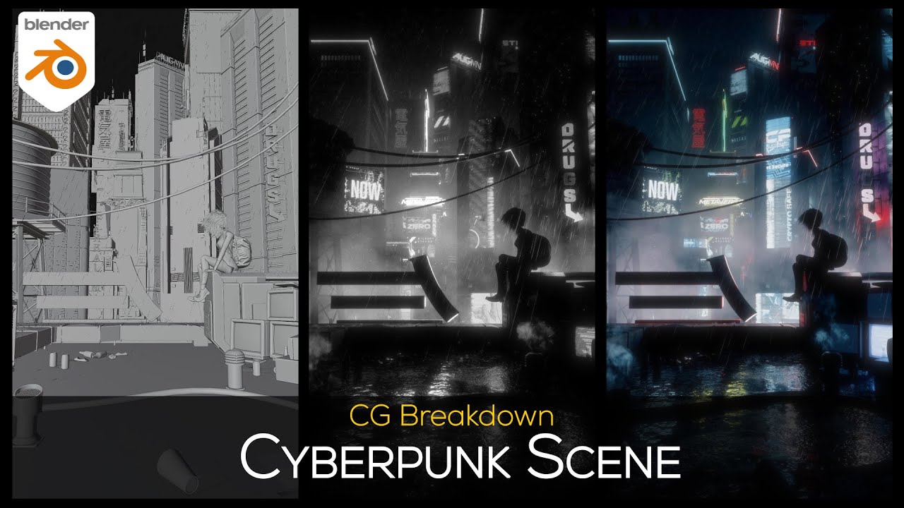 Creating A Cyberpunk Night Scene Blender Scene Breakdown Youtube