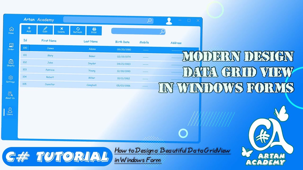 C Data Grid View Design Youtube
