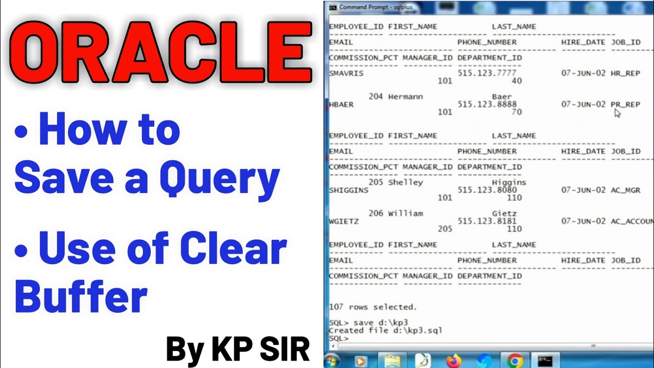 How To Save Query In Sql And Run Clear Buffer Command Oracle Sql