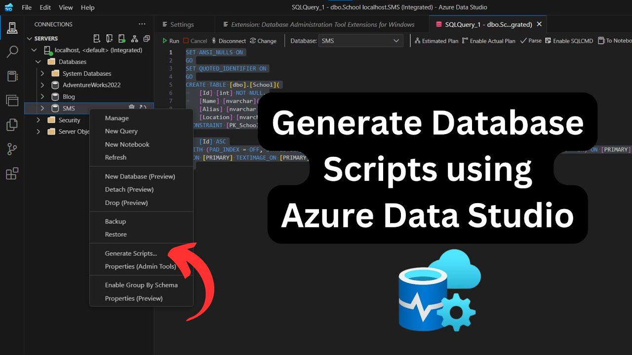 How To Generate Database Scripts Using Azure Data Studio Youtube