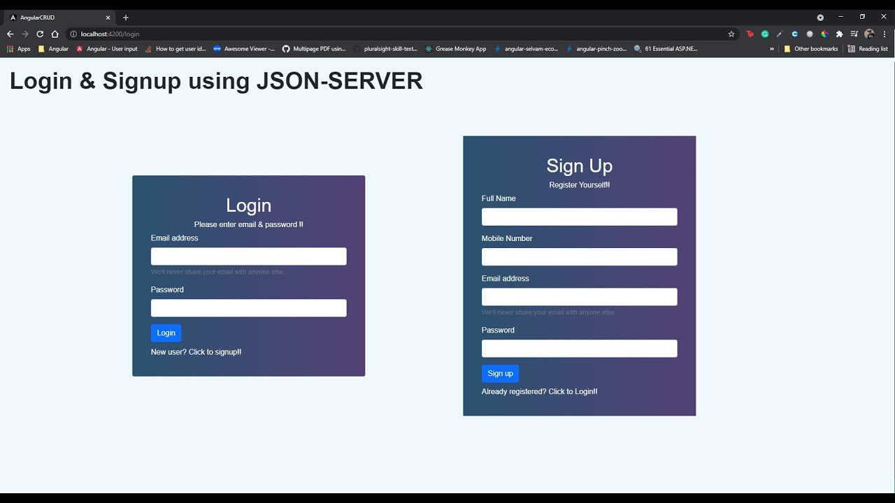 Angular Login And Signup Using Json Server Angular Routing Angular